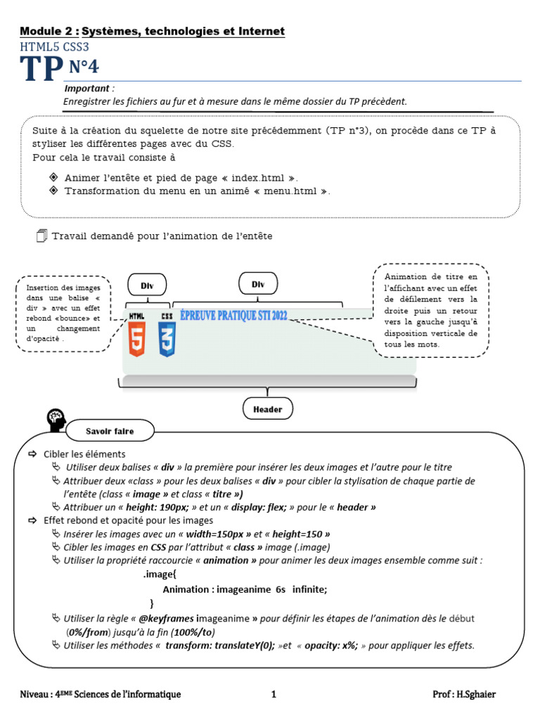 TP N°4 HTML5 CSS3 (Animation, Transition Et Transformation) | PDF | Standards du Web | Informatique