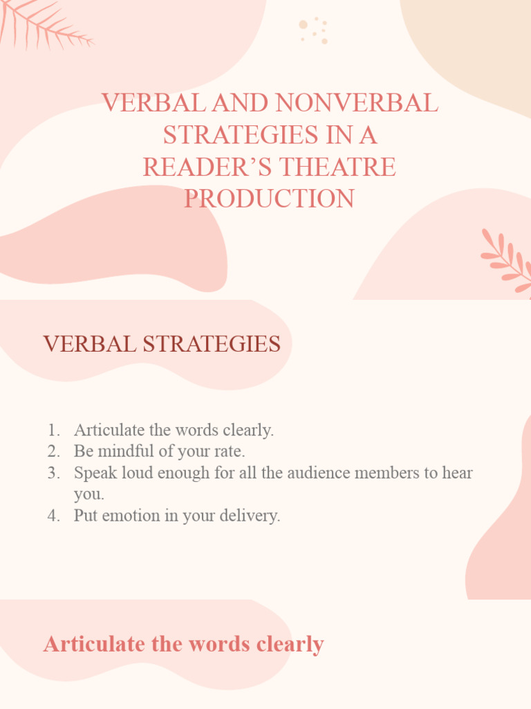 Verbal and Nonverbal Strategies For Readers Theatre | PDF | Nonverbal ...