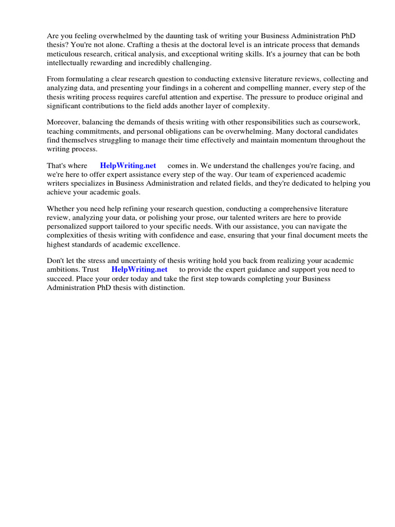 Business Administration PHD Thesis | PDF
