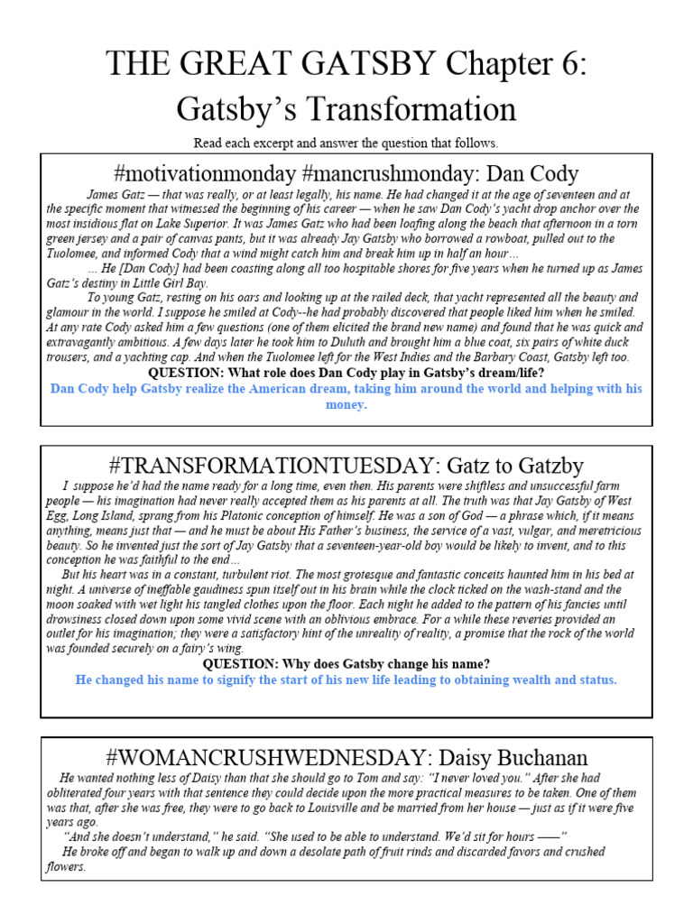 Gatsby's Transformation Journey | PDF | Young Adult