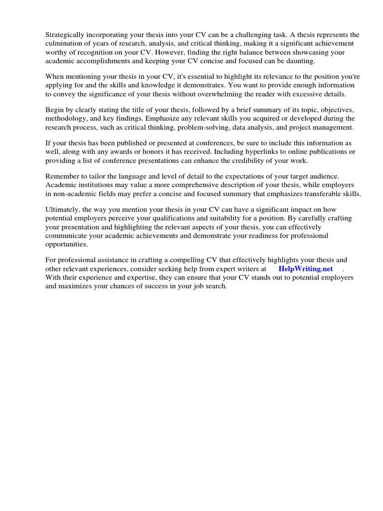 Optimize CV with Thesis Highlights | PDF | Résumé | Thesis