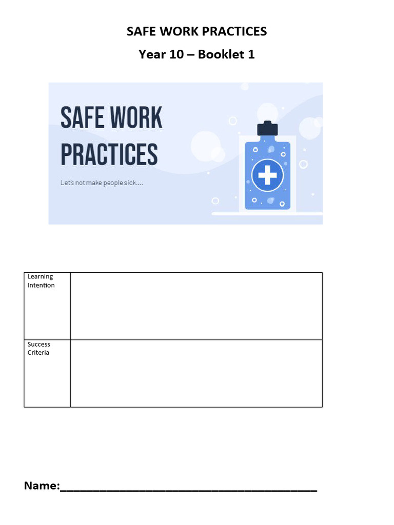T1W1 Safe Work Practices | PDF