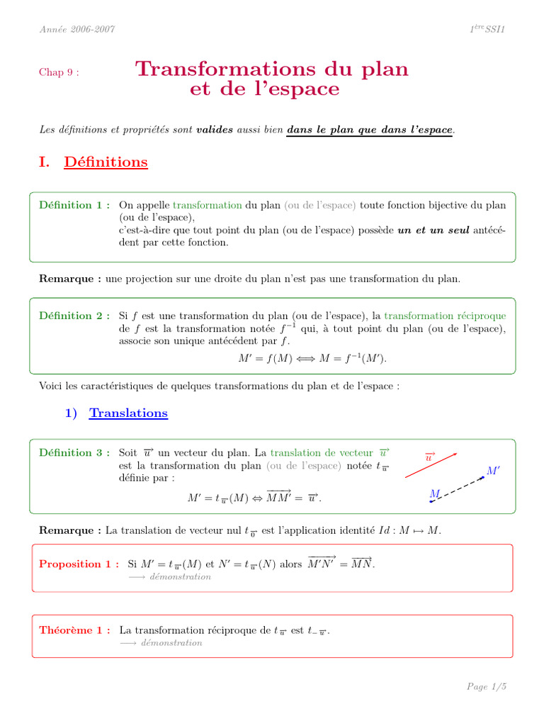Transformations géométriques 2D/3D | PDF | Analyse mathématique ...