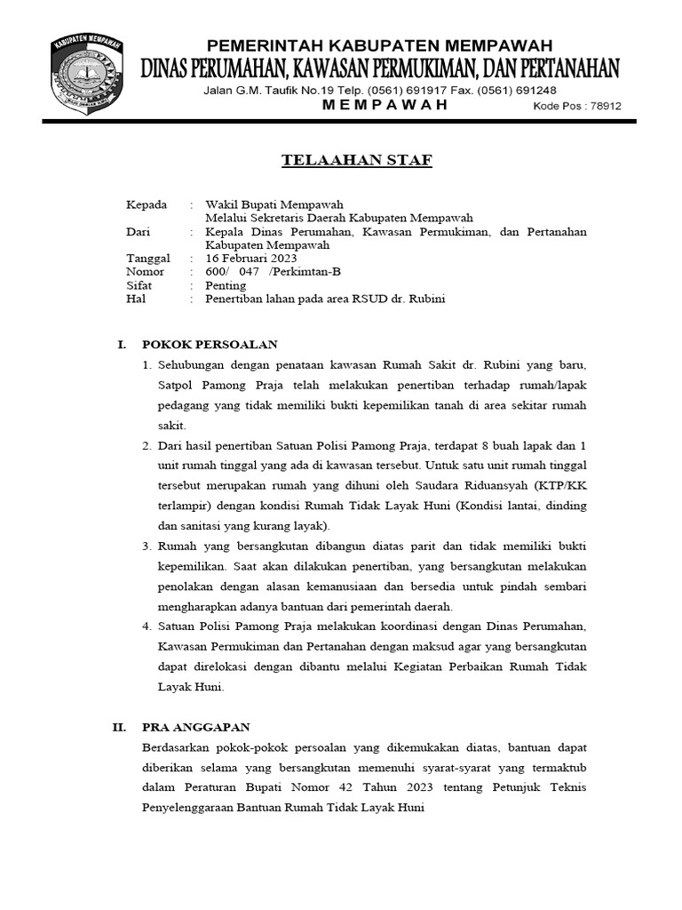 Telaahan Staf 2023 | PDF