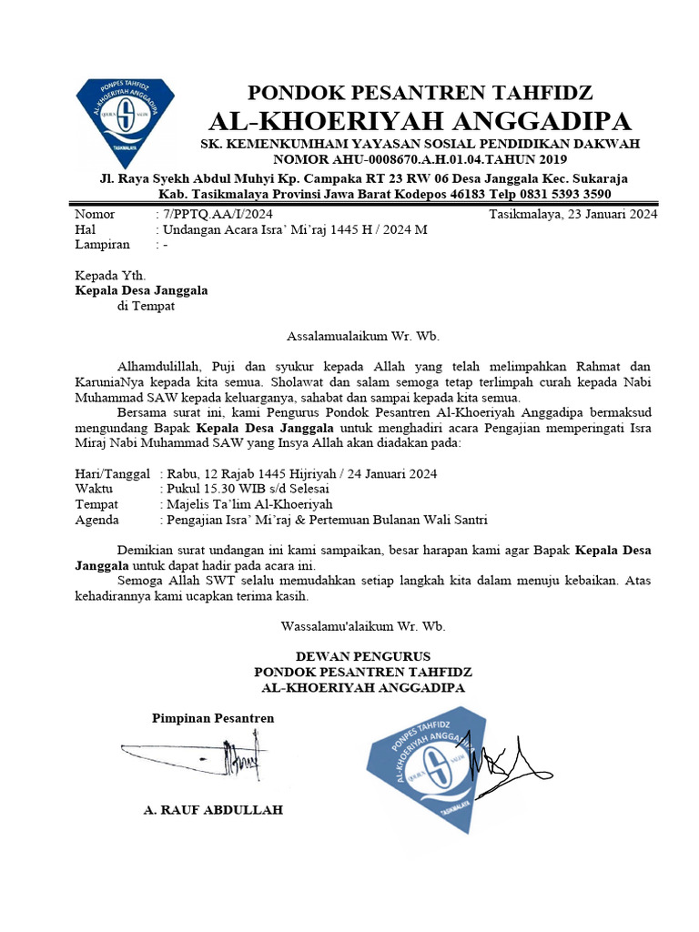 Contoh Undangan Isra Miraj 1444 2023 | PDF