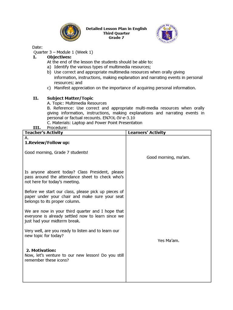 Grade 7 - Multimedia Resources | PDF | Multimedia | Video