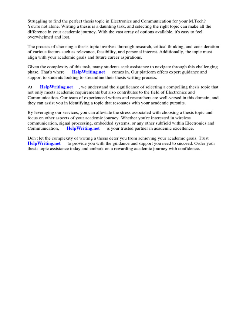 M.Tech Thesis Topics in Electronics | PDF | Communication | Electrical ...