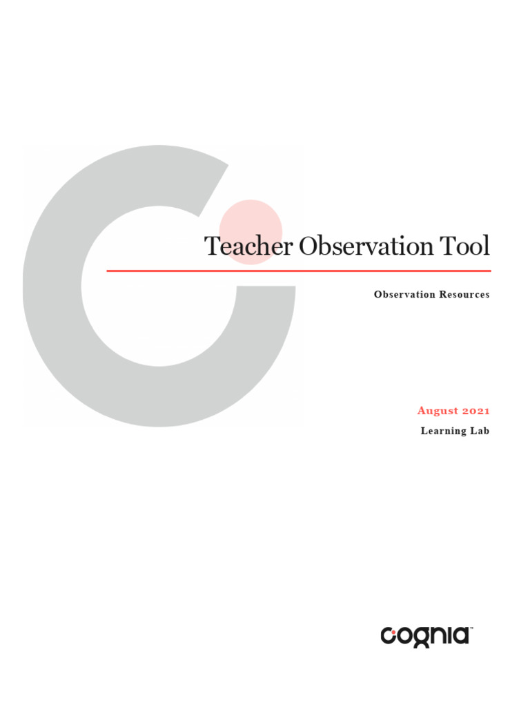Teacher Observation Tool Resources Guide | PDF | Learning | Teachers