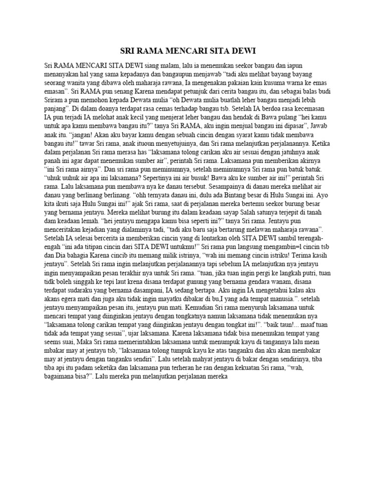 SRI Rama Mencari SITA DEWI | PDF