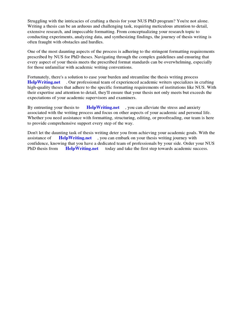 Nus Phd Thesis Format | PDF | Hematopoietic Stem Cell | Thesis