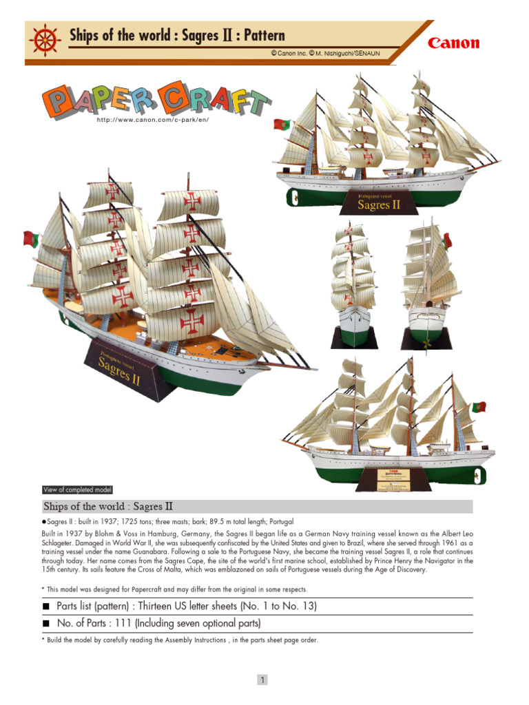 Sagres II Model Assembly Guide | PDF | Shipping | Water Transport