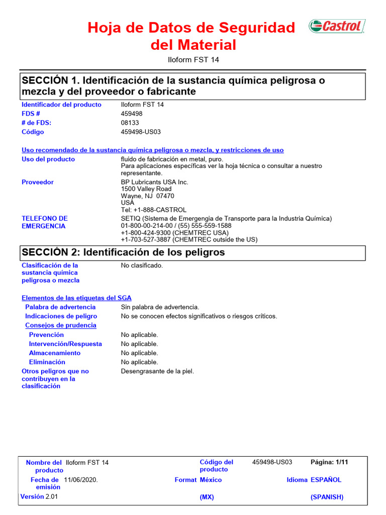 Hoja de Seguridad Iloform FST 14 Spanish | PDF | Ventilación ...