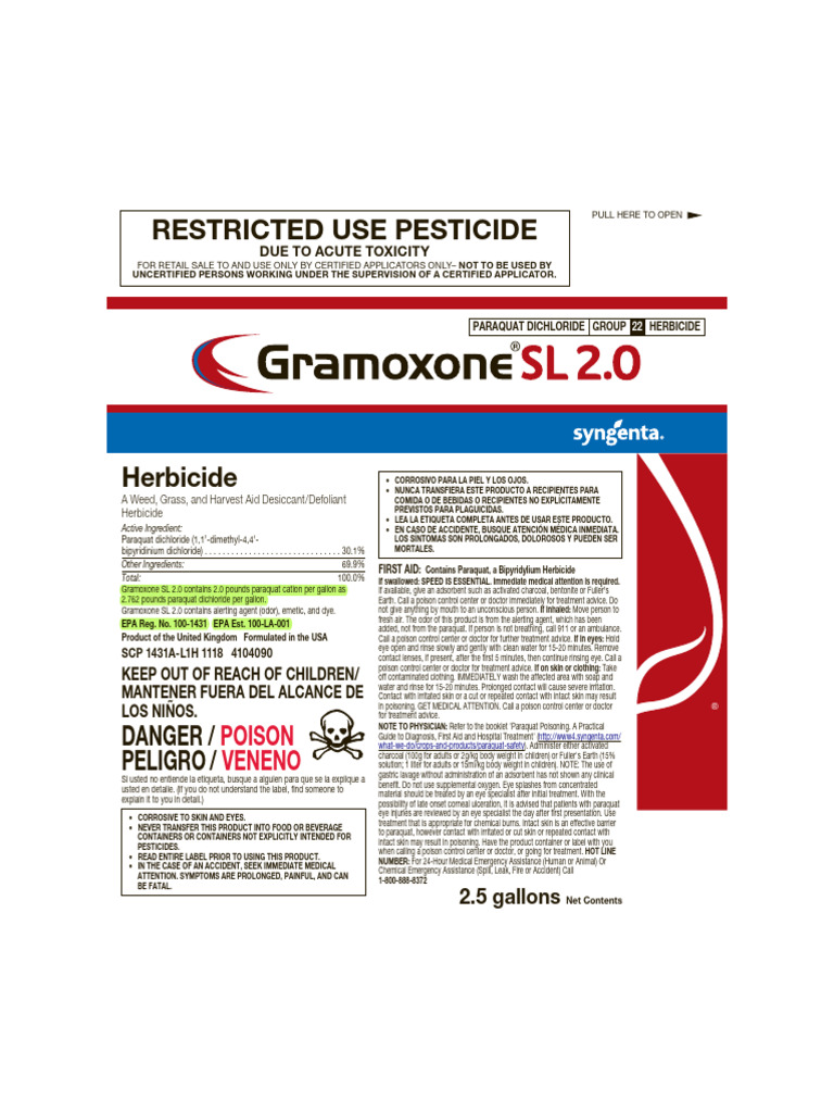 Gramoxone SL2.0 | PDF | Herbicide | Weed