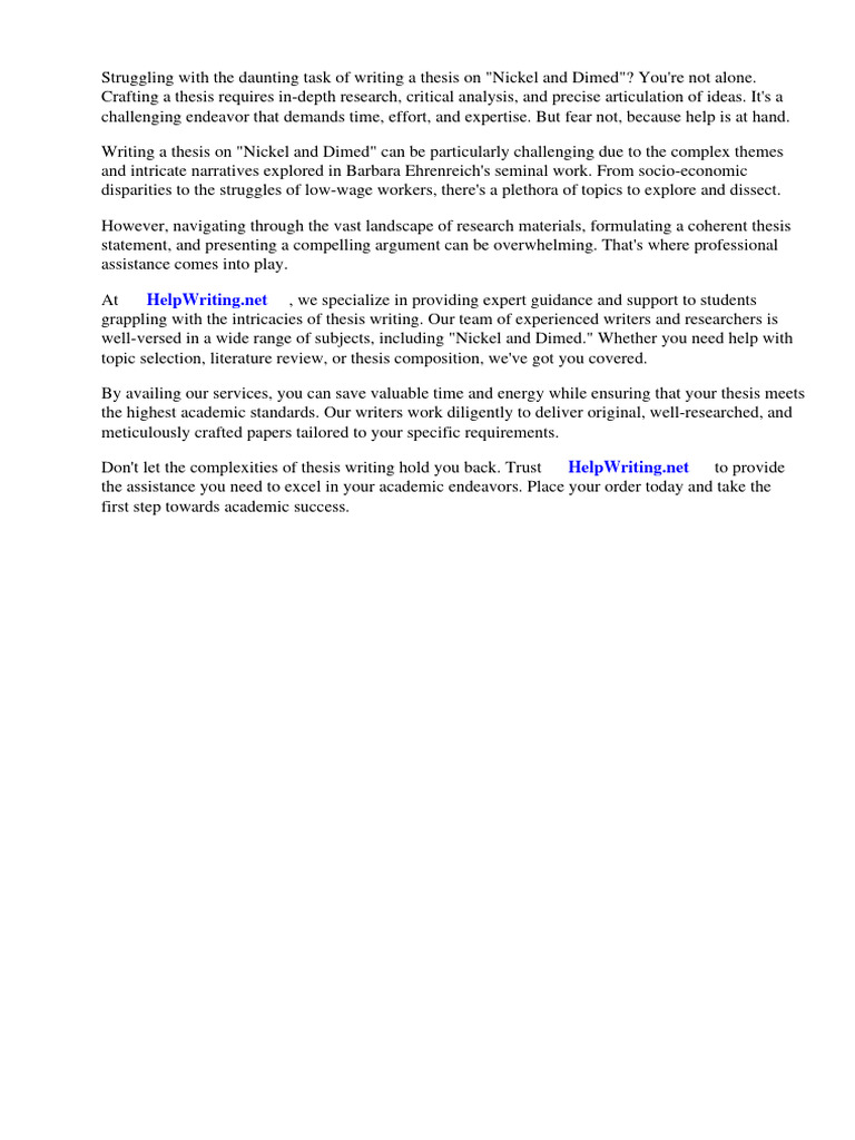 Thesis Nickel and Dimed | PDF