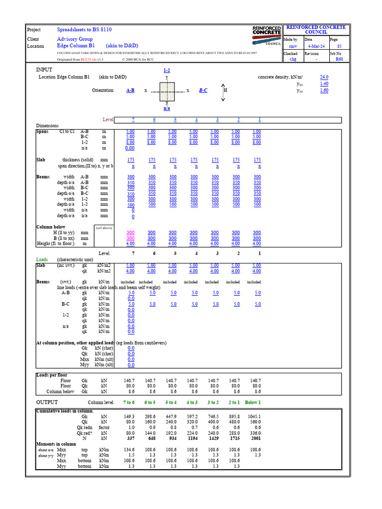 RCC51 v1-3 Column Load Take-Down & Design | PDF | Building | Mechanics