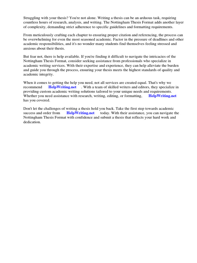Nottingham Thesis Format | PDF | Thesis | Publishing