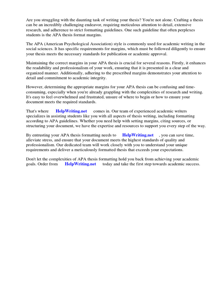 Apa Thesis Format Margins | PDF