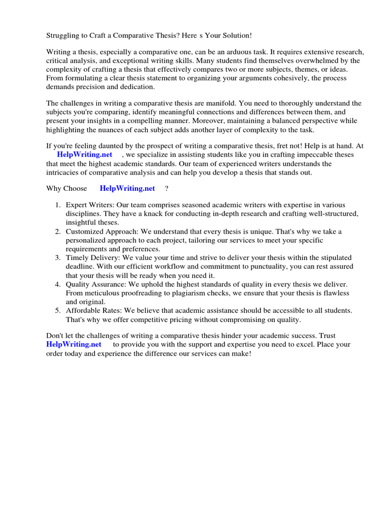 Good Comparative Thesis Examples | PDF