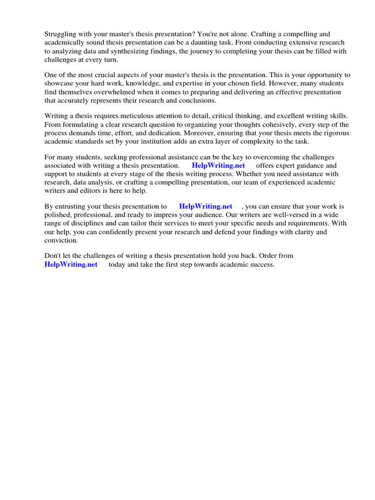 Master Thesis Presentation Sample | PDF