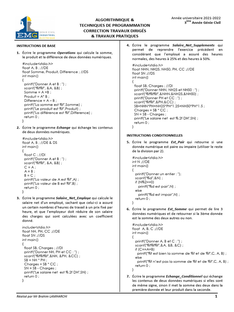 TD - Algo Prog Solution2 | PDF