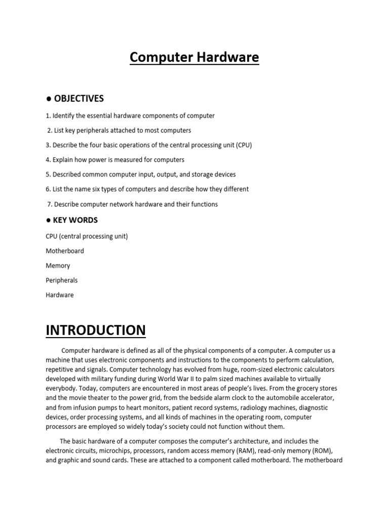 Computer Hardware | PDF | Random Access Memory | Usb Flash Drive