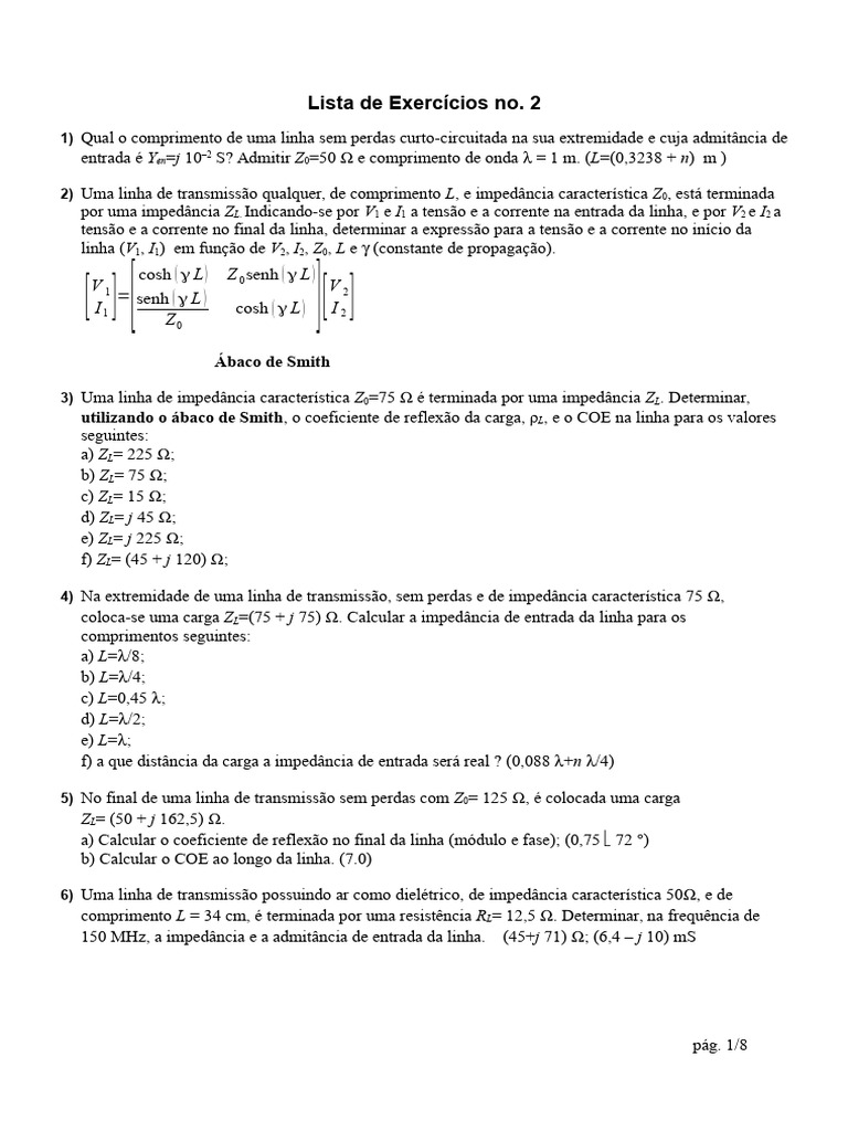 Lista de Exercicios 2 - 2016 | PDF