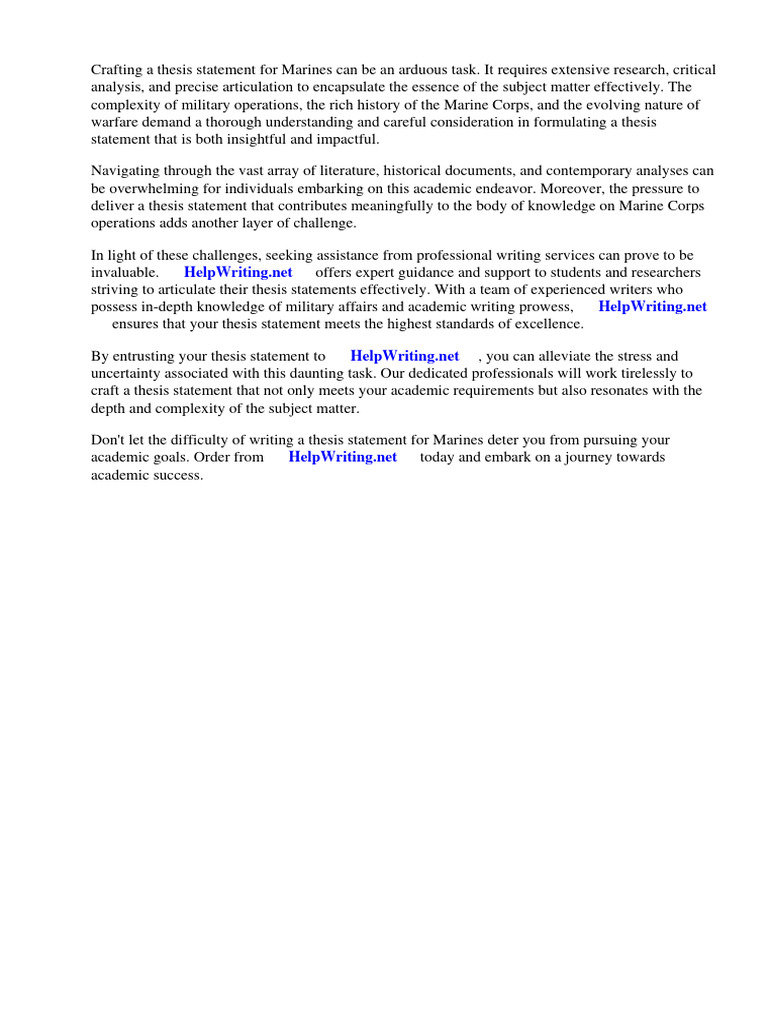 Thesis Statement for Marines | PDF | Thesis | Essays