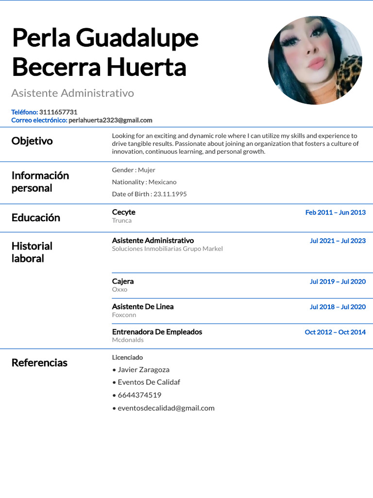 Perla Guadalupe Becerra Huerta - Resume - 488 | PDF