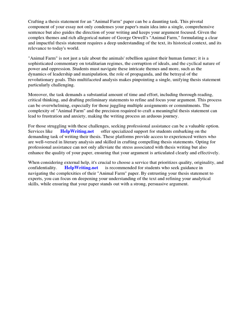 Thesis Statement Guide for Animal Farm | PDF | Social Science