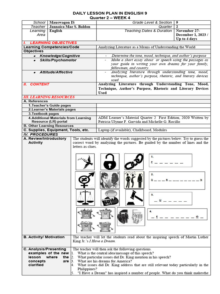 Dlp-Eng9-Q2 - W4 | PDF