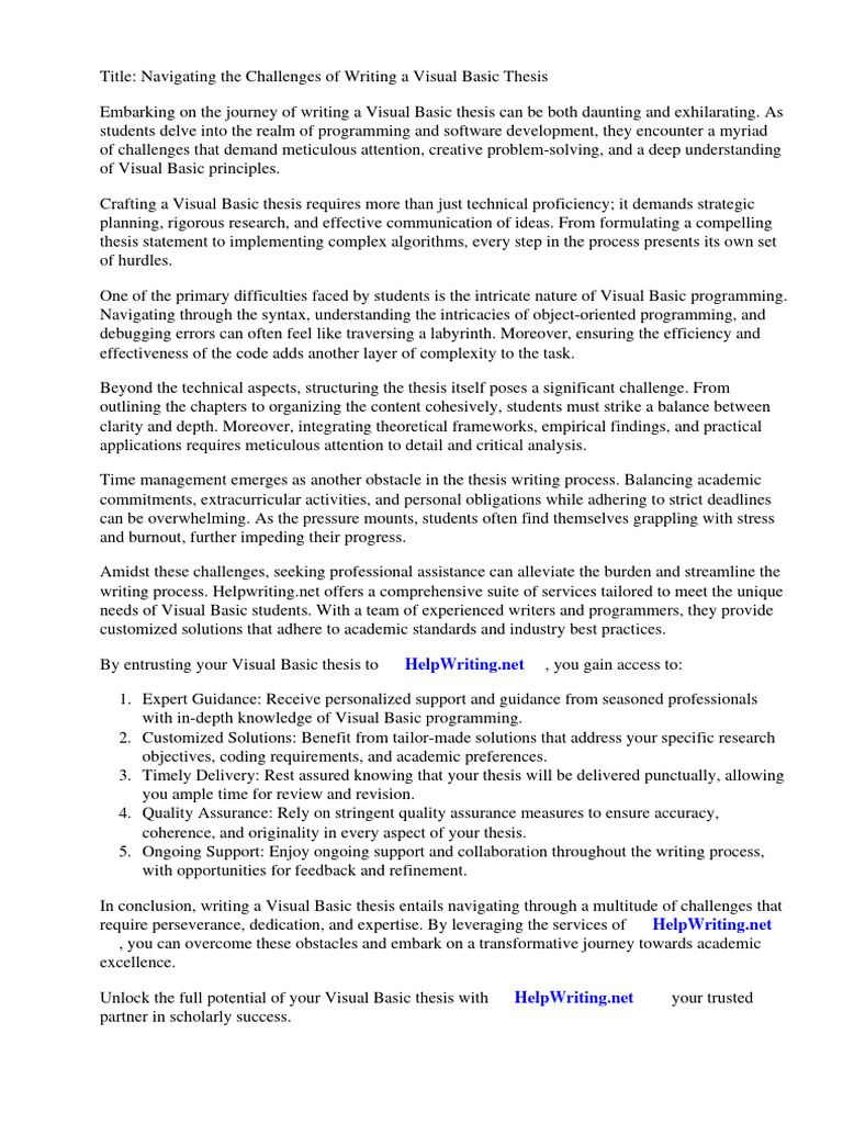 Visual Basic Thesis Title | PDF | Thesis | Computer Programming