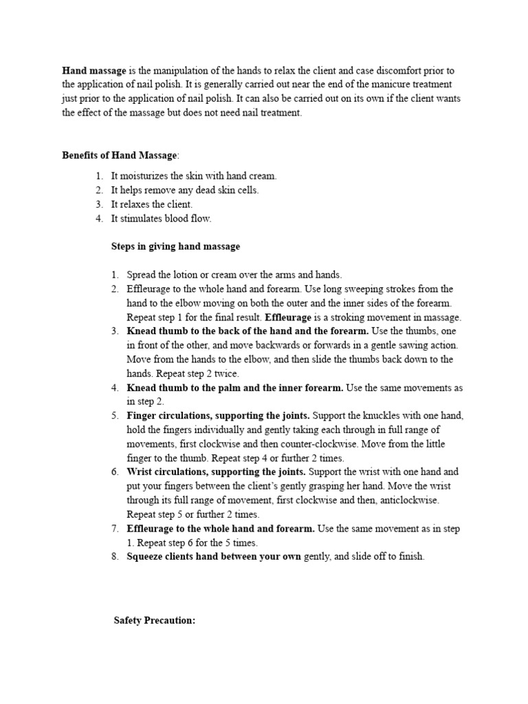 Hand Massage Guide | PDF | Hand | Massage