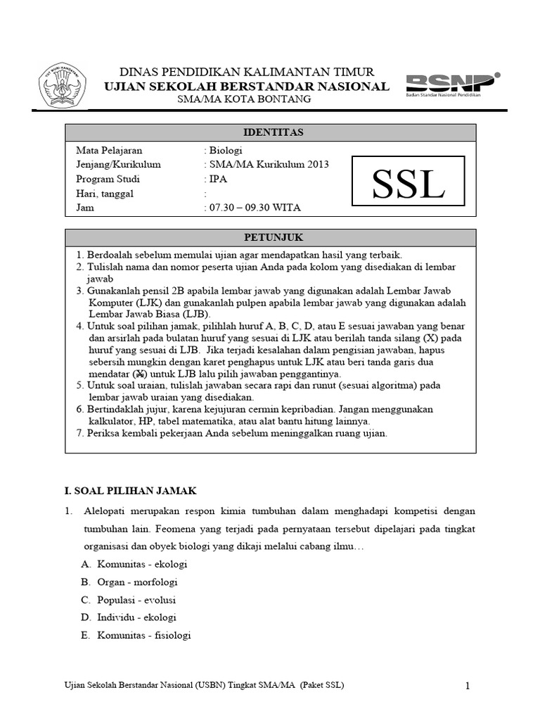 Soal Usbn (1) Paket Susulan - k13 | PDF