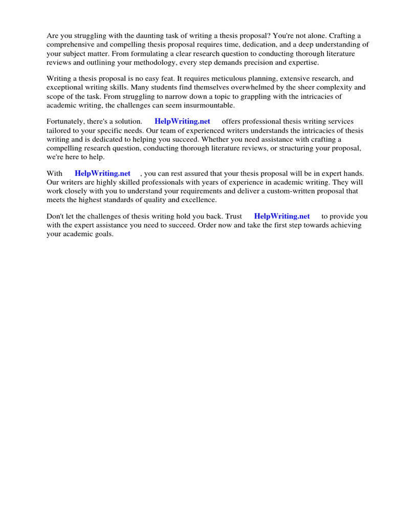 Thesis Writing Proposal | PDF