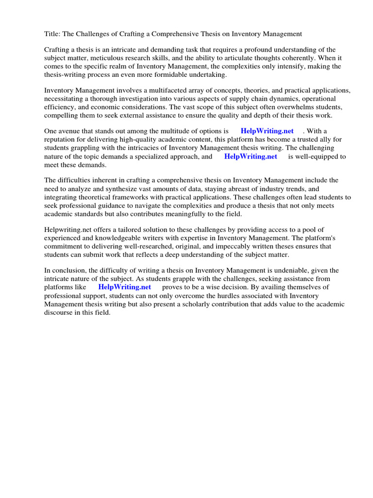 Sample Thesis Inventory Management | PDF | Inventory | Point Of Sale