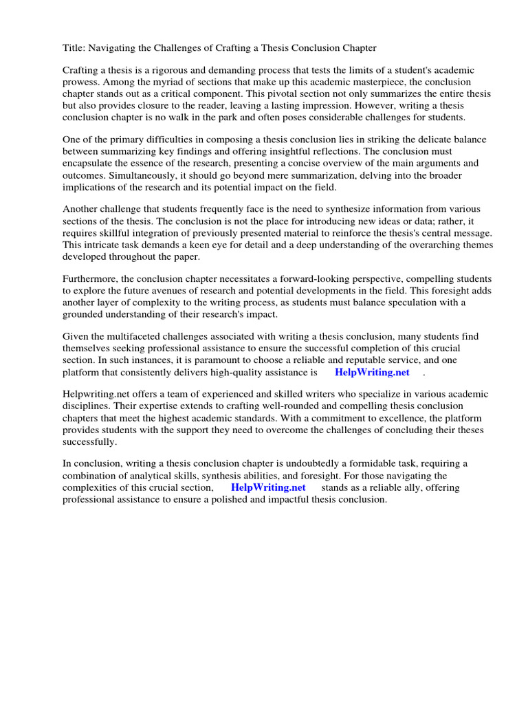 How To Write A Thesis Conclusion Chapter | PDF | Thesis | Essays