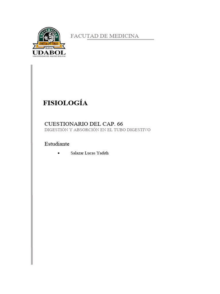 Cuestionario Del Cap. 66 Fisiologia Guyton | PDF