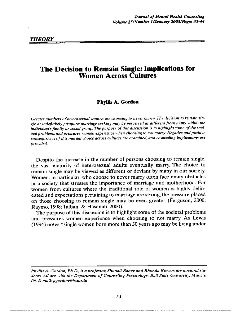 Women and Singlehood | PDF