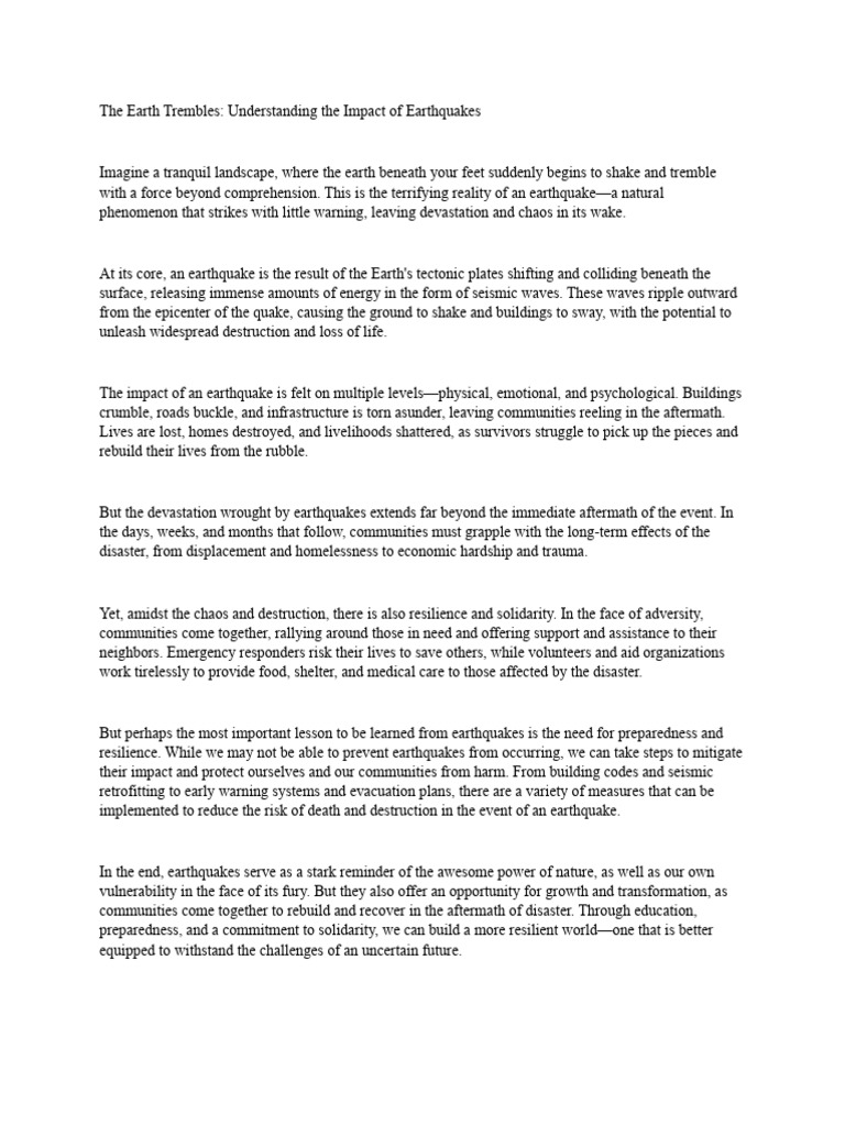 The Earth Trembles | Download Free PDF | Earthquakes | Emergency Management