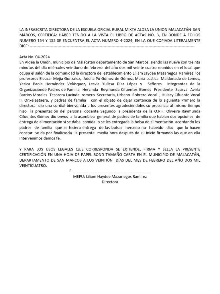 Acta de Refaccion Eorm 20 de Abril | PDF