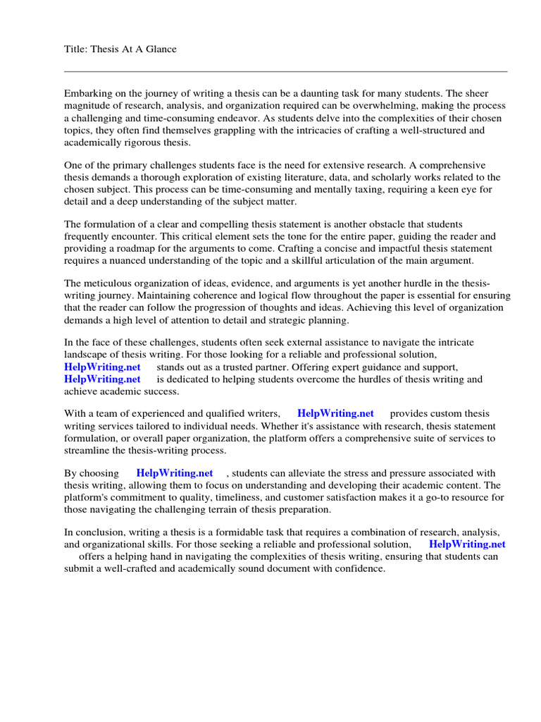 Thesis at A Glance | PDF | Thesis | Essays