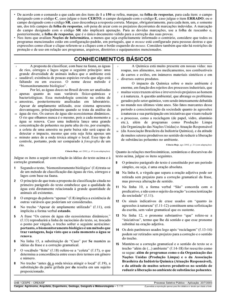 Provas Crea, Cetef TJDFT | PDF | Brasil | Janela (informática)