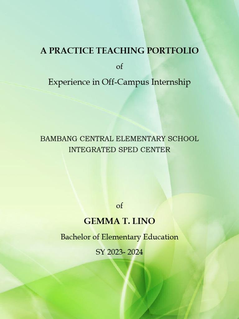 Practice Teaching Portfolio Overview | PDF | Learning | Teachers