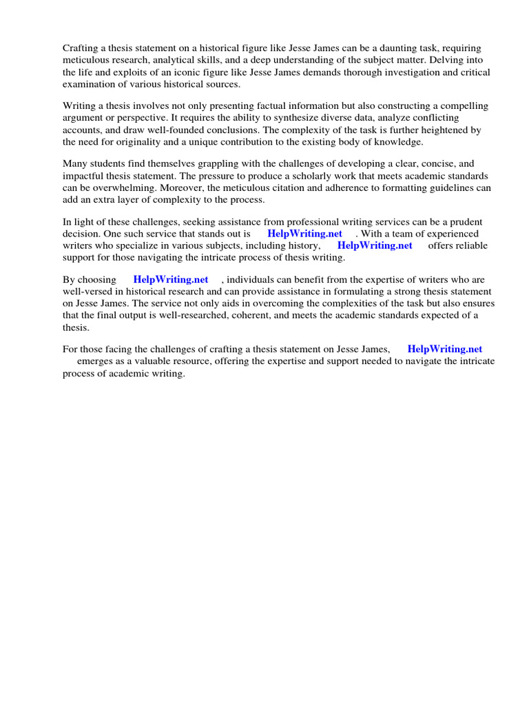 Thesis Statement On Jesse James | PDF | Social Science | General Fiction