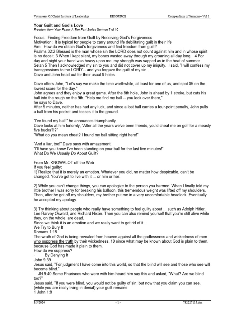 Your Guilt and God's Love | PDF | Guilt (Emotion) | Forgiveness