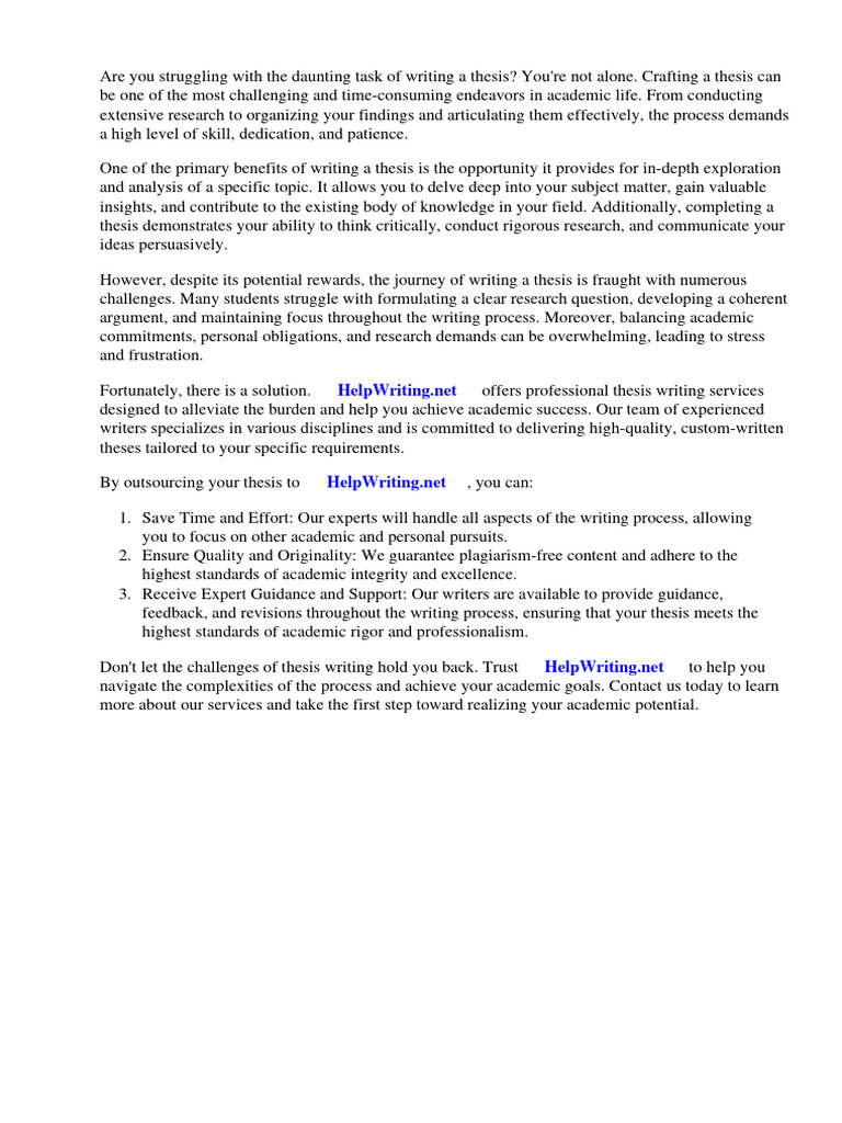 Thesis Writing Benefits Pdf