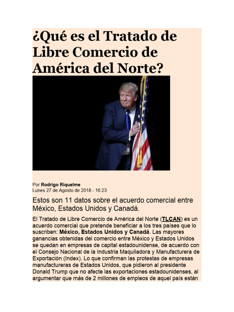Qué Es El Tratado de Libre Comercio de América Del Norte | PDF | Tratado de Libre Comercio ...