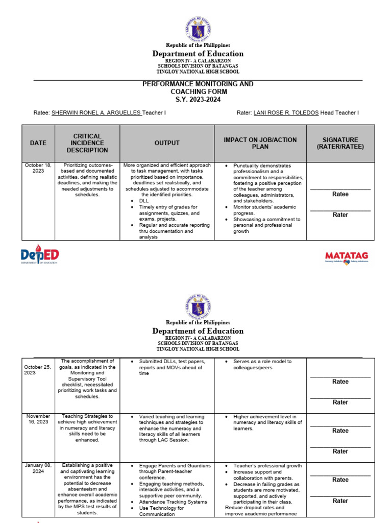Performance Monitoring Form 2023-2024 | PDF | Literacy | Learning