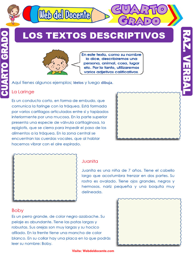 Ejemplos de Textos Descriptivos para Niños | PDF | Artes del Lenguaje y ...