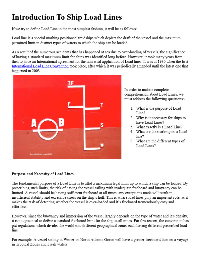 1 - Introduction To Ship's Load Lines - Tagged | PDF | Naval ...
